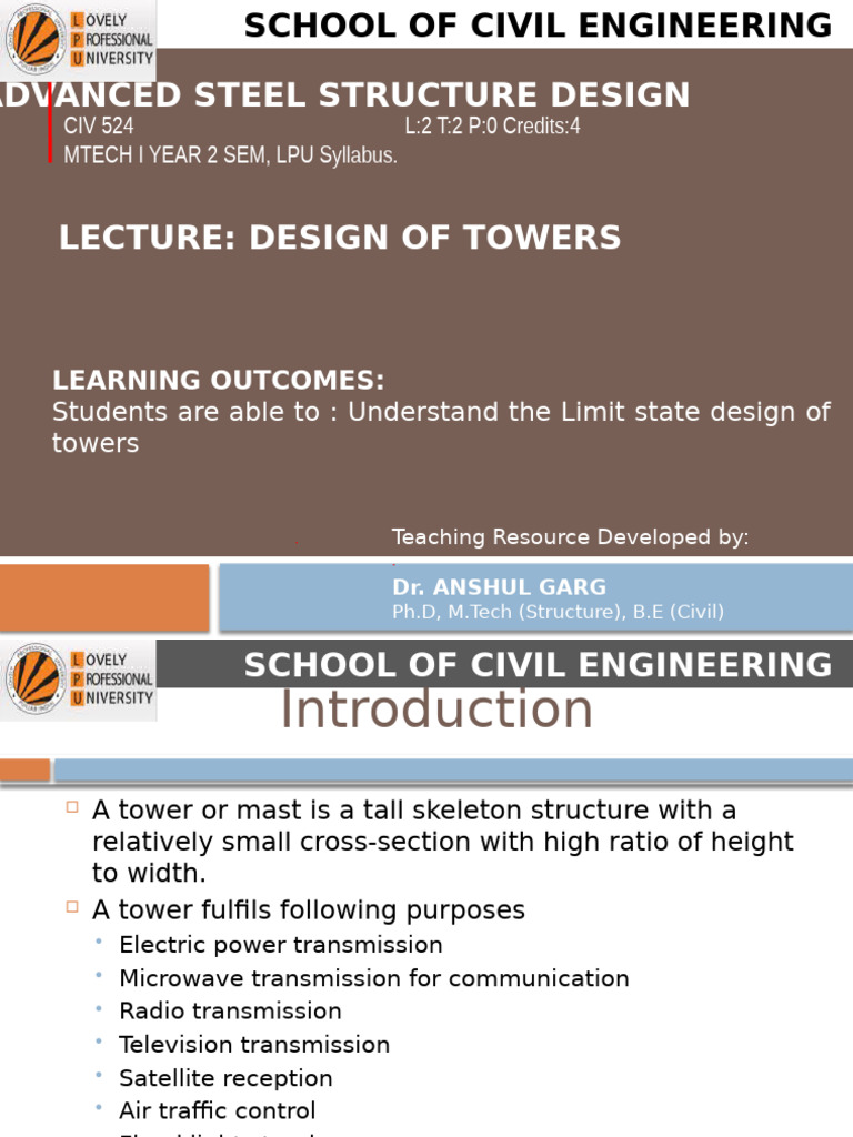 Design of Tower | PDF