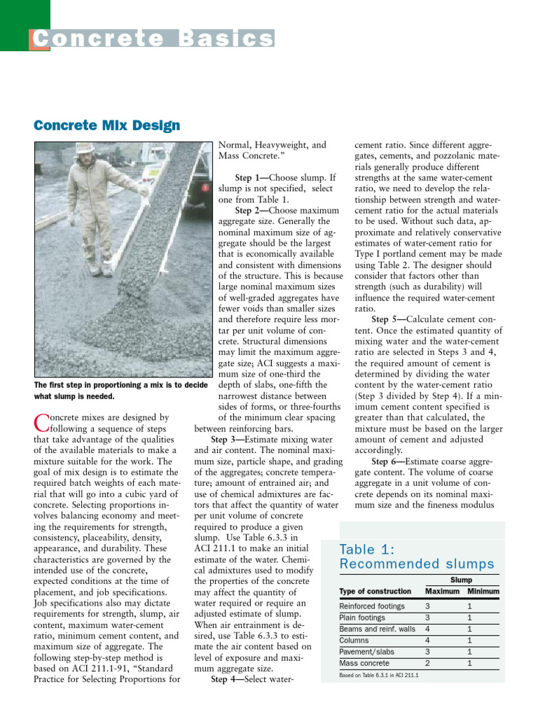 Concrete Construction Article PDF - Concrete Mix Design | PDF | Concrete | Cement