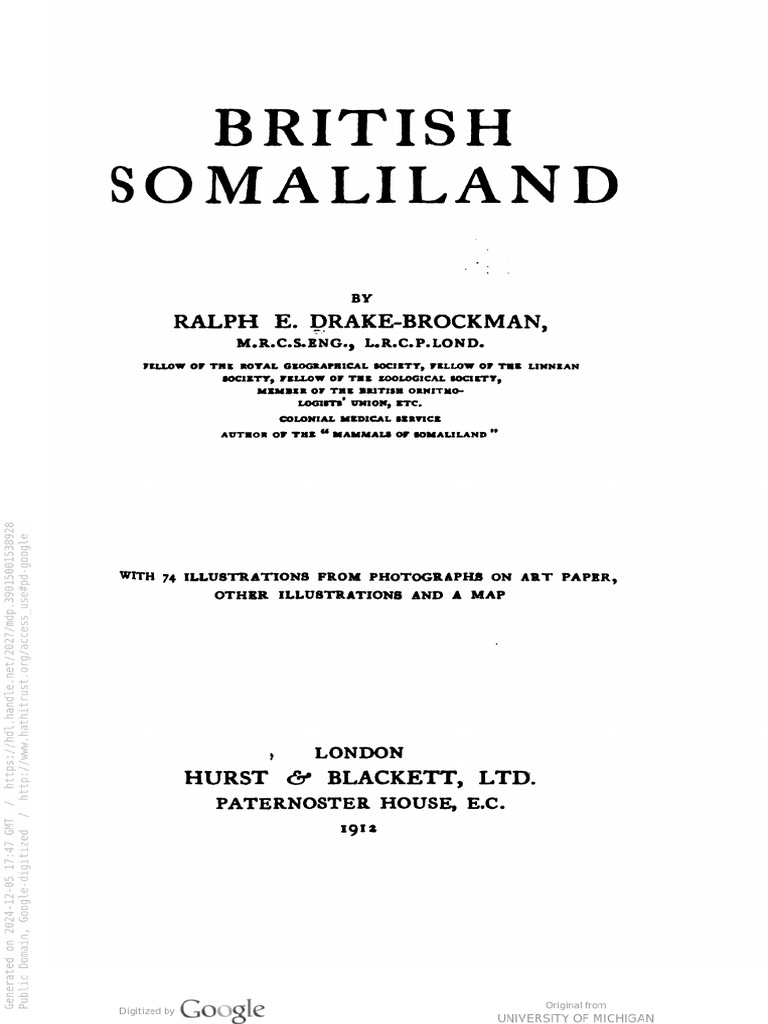British Somaliland by Ralph E. Drake-Brockman | PDF