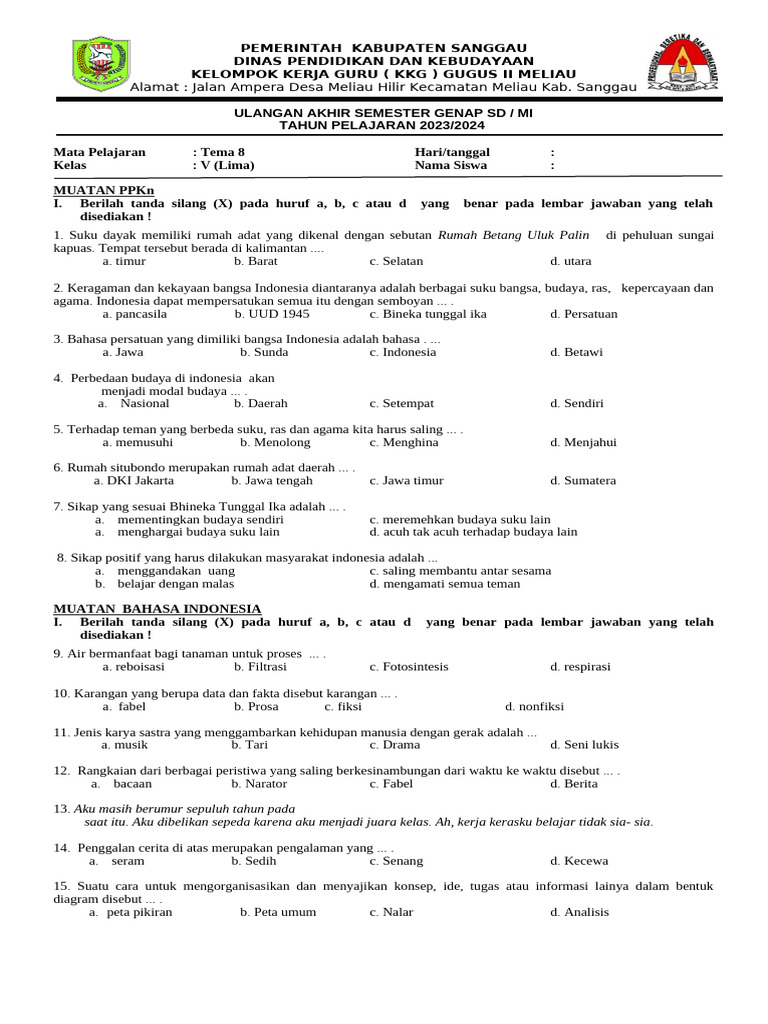 Soal Pas Tema 8 | PDF