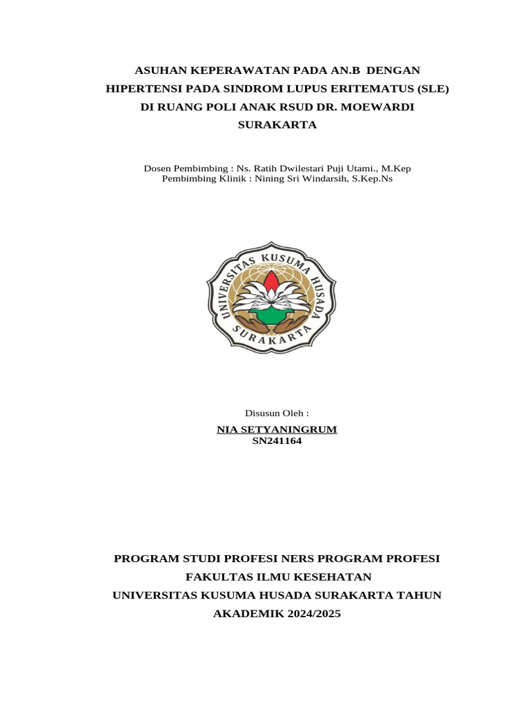 ASKEP HT PD SLE Anak - Nia Setyaningrum - SN421164 | PDF