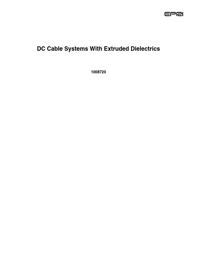 DC Cable Systems With Extruded Dielectrics | PDF | High Voltage Direct ...