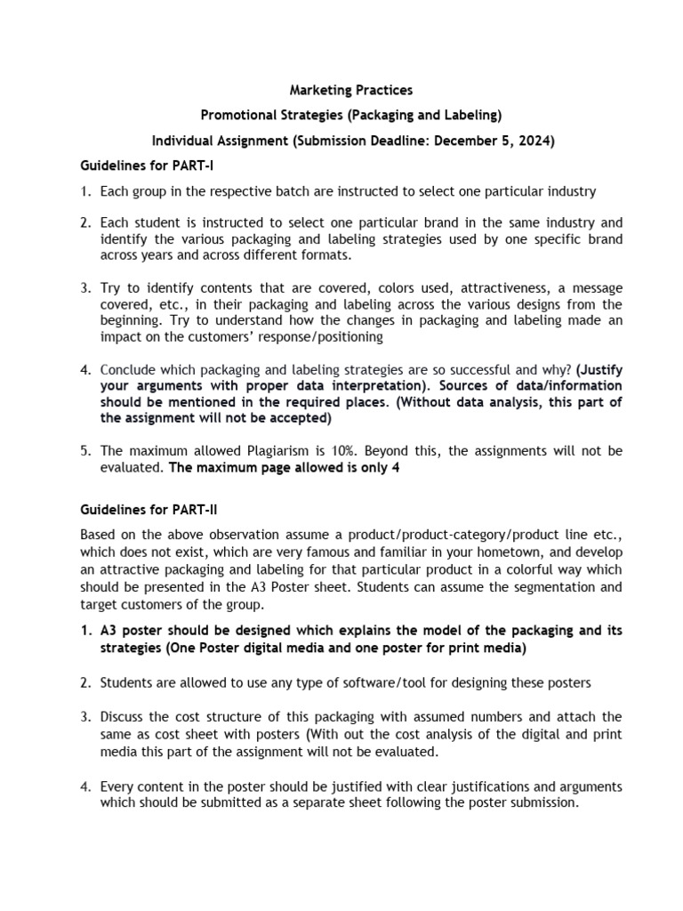 Packaging and Labeling Assignment Guidelines | PDF