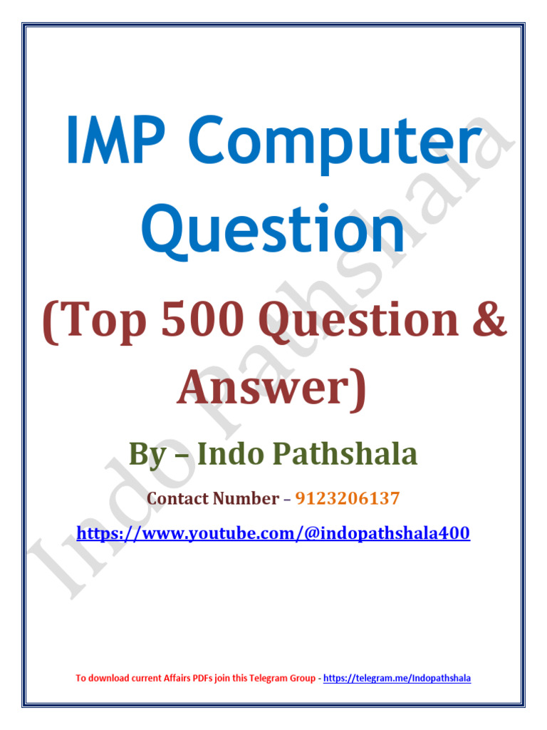 IMP Computer Question Colour | PDF | Network Topology | Computer Data Storage