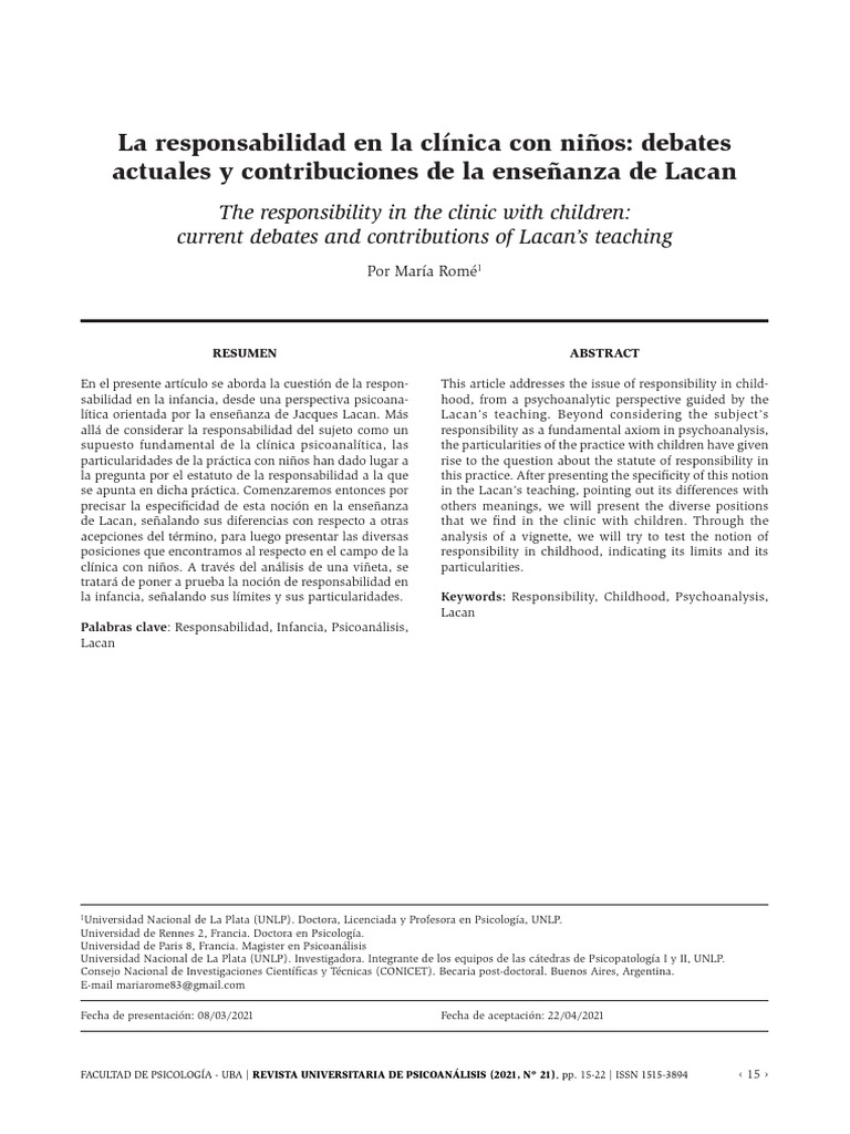 2021 - Responsabilidad en Ñ - Revista UBA | PDF | Jacques Lacan | Psicoanálisis