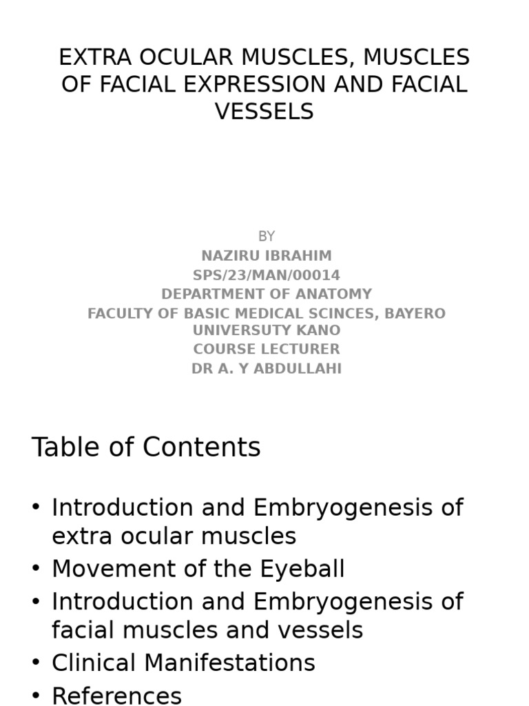 Extra Occular Muscles, Muscles of Facial Expression | PDF | Human ...