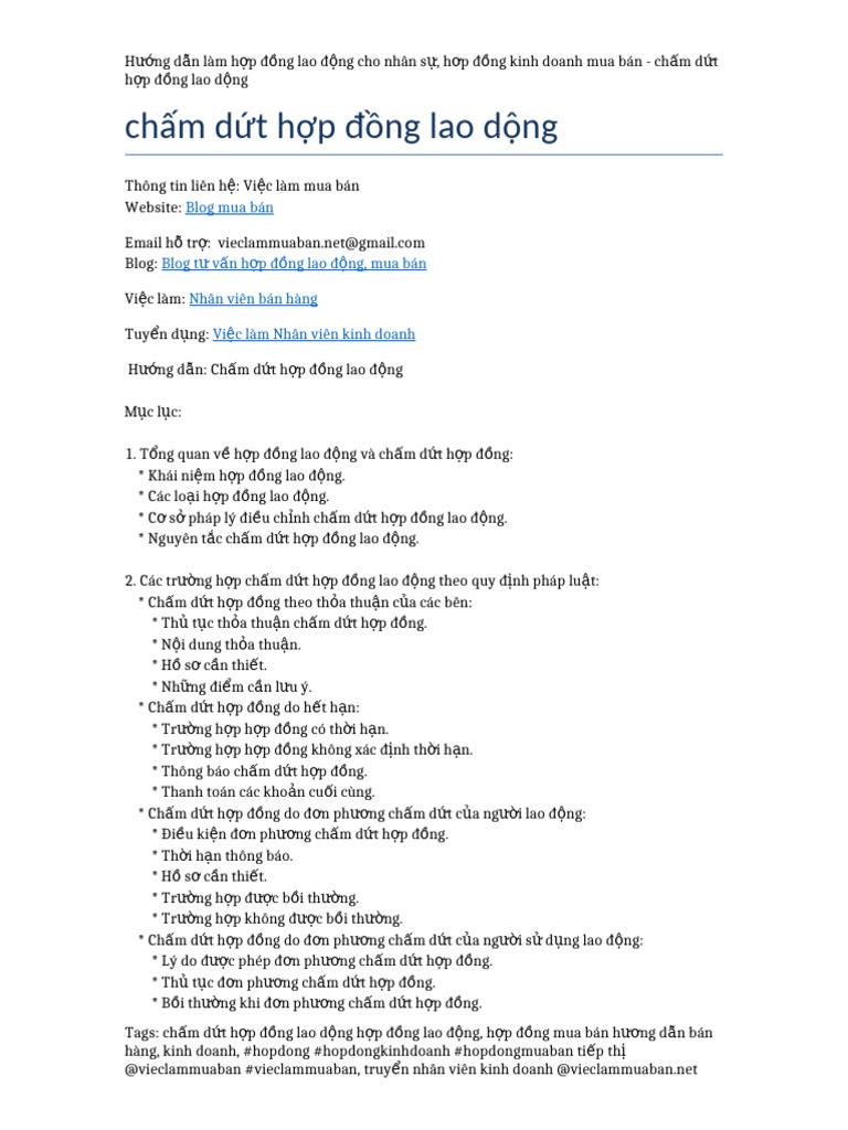 Cham Dut Hop Dong Lao Dong | PDF