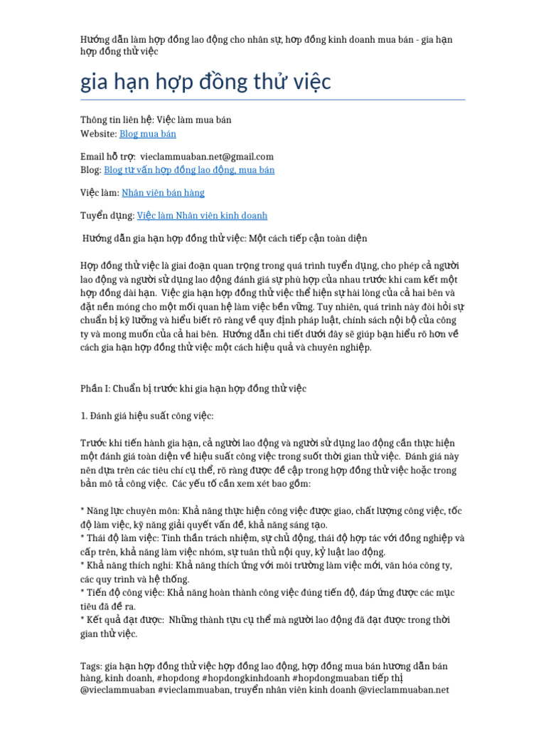 Gia Han Hop Dong Thu Viec | PDF