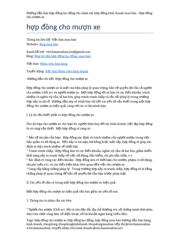 Hop Dong Cho Muon Xe | PDF
