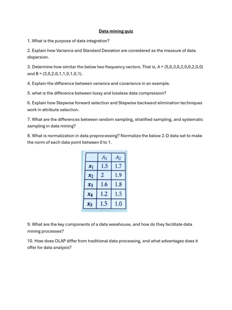 Data Mining Quiz - 2 | PDF