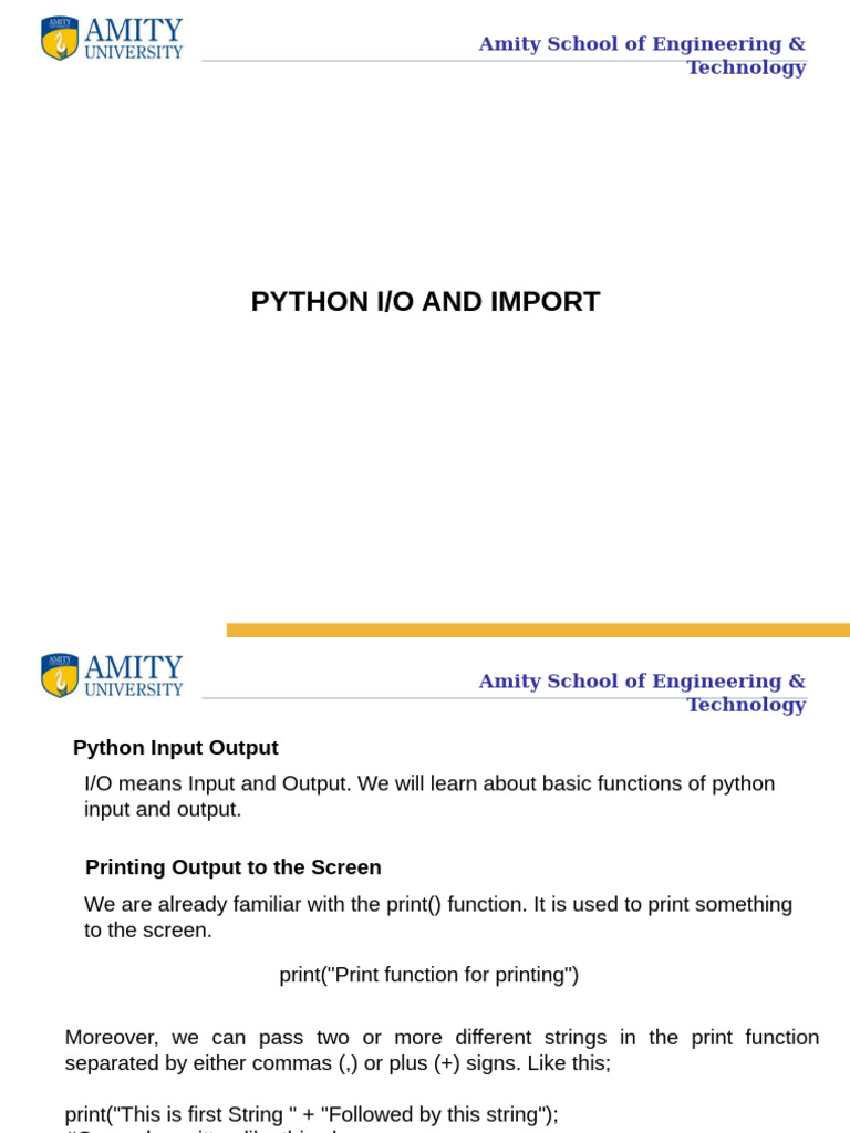 L7_M1_Python IO and Import | PDF | Input/Output | String (Computer Science)
