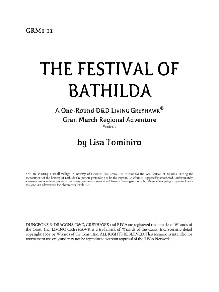 GRM1-11 The Festival of Bathilda (3E) | PDF