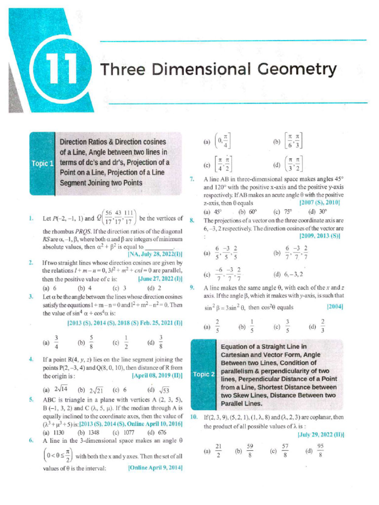 Three Dimensional Geometry | PDF