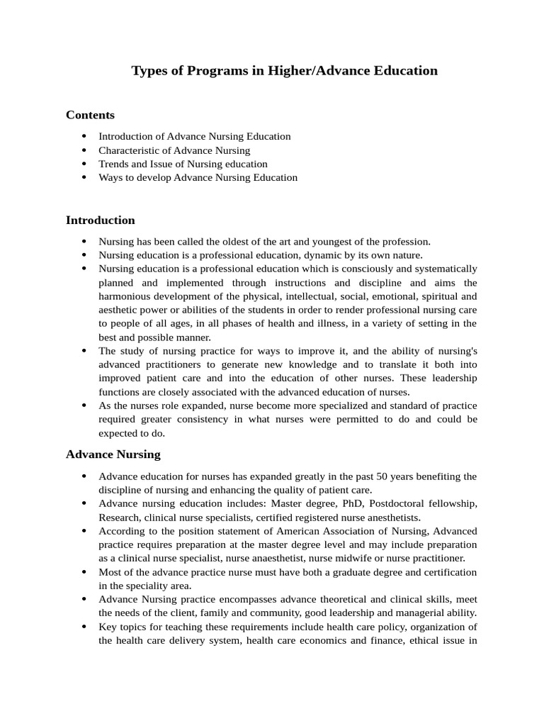 Advanced Nursing Education Insights | PDF | Nursing | Health Care