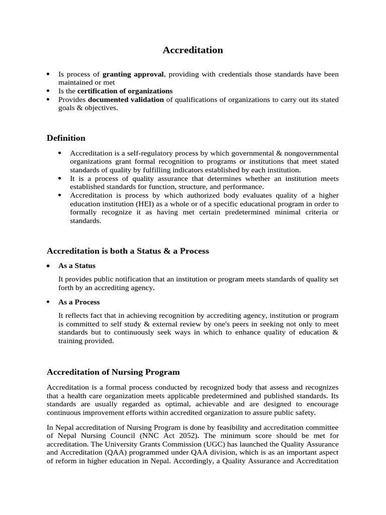 Nursing Program Accreditation in Nepal | PDF | Nursing | Educational ...