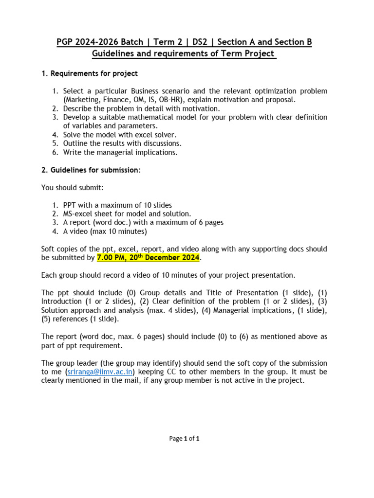 Term Project Guidlines DS2 | PDF