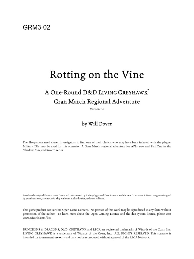 GRM3-02 Rotting On The Vine (3E) | PDF | Dungeons & Dragons | Gary ...