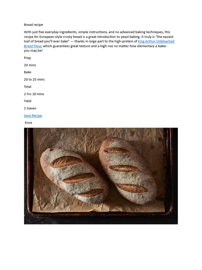 Bread recipe | PDF | Breads | Baker's Yeast