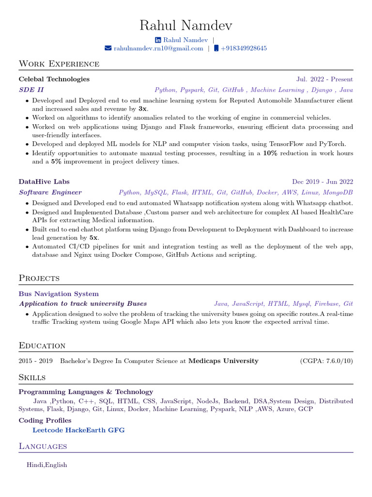 Naman_CV (7) | PDF | Apache Spark | My Sql