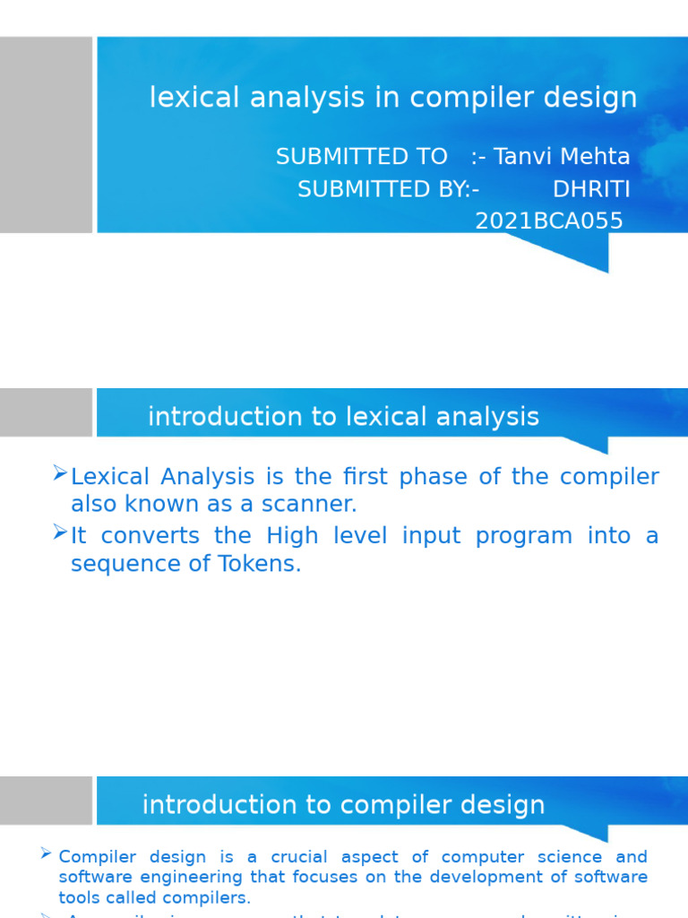 Lexical Analysis in Compiler Design | PDF | Compiler | Assembly Language