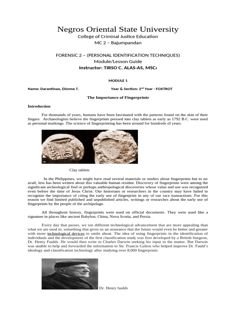 Forensic 2 Module 1 | PDF | Fingerprint | Forensic Science