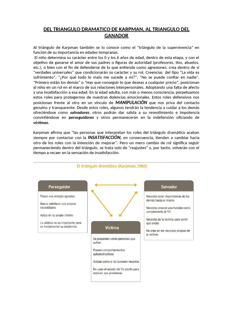 Del Triangulo Dramatico de Karpman | PDF | Las emociones | Psicología ...