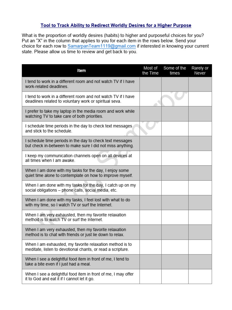 Tool to Track Redirecting Worldly Desires_0 | PDF