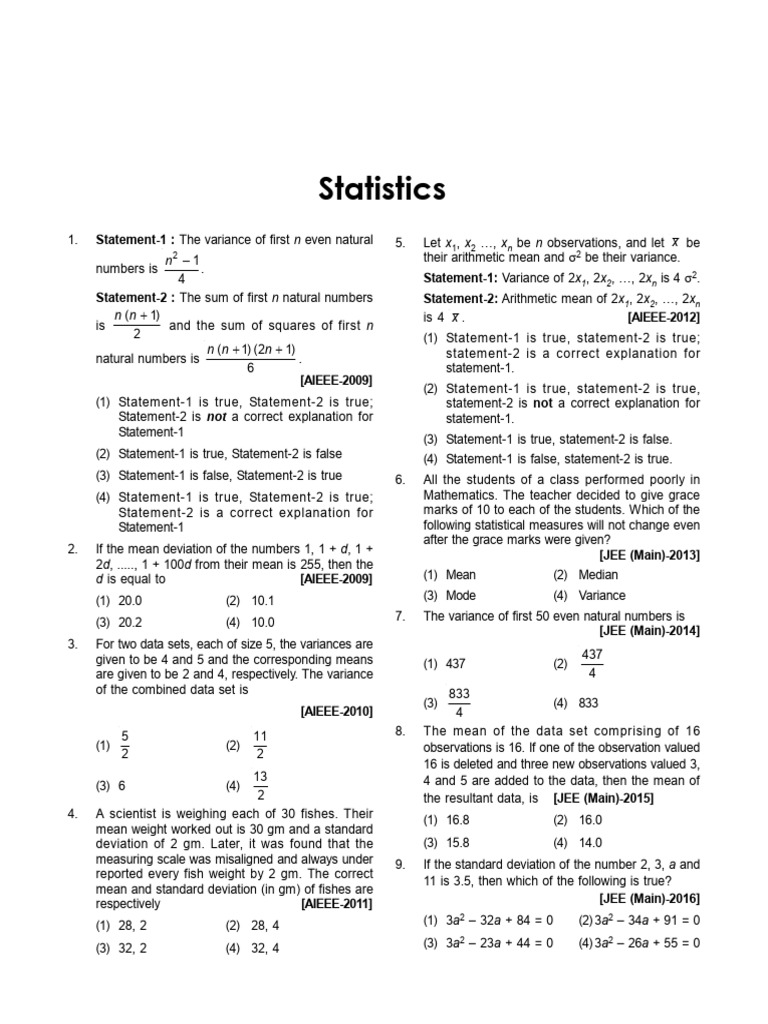 Statistics (1)-1 | PDF | Variance | Standard Deviation