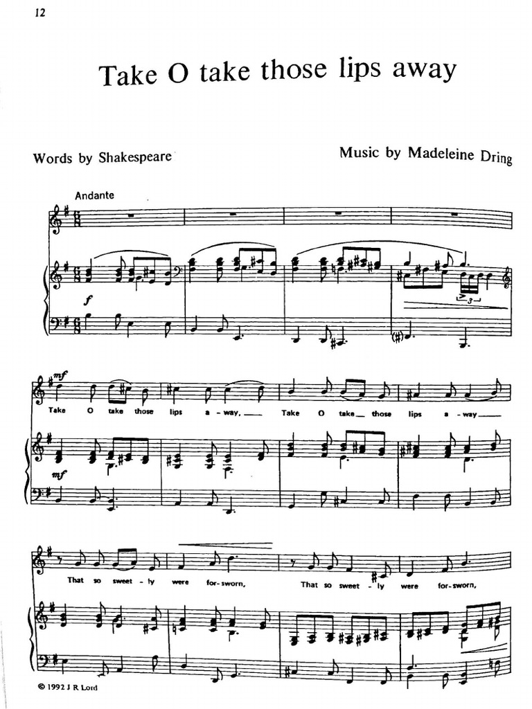 Take O Take Those Lips Away | PDF