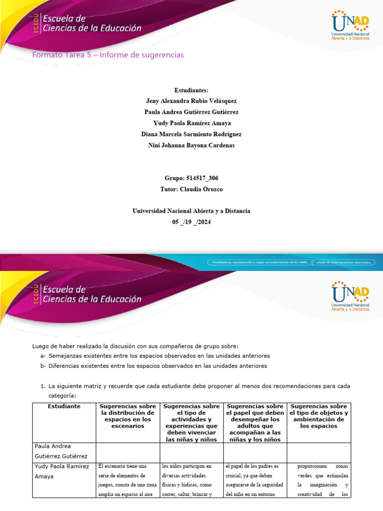 Formato 4 - Tarea 5 – Informe de Sugerencias.paso 5 | PDF | Curiosidad ...