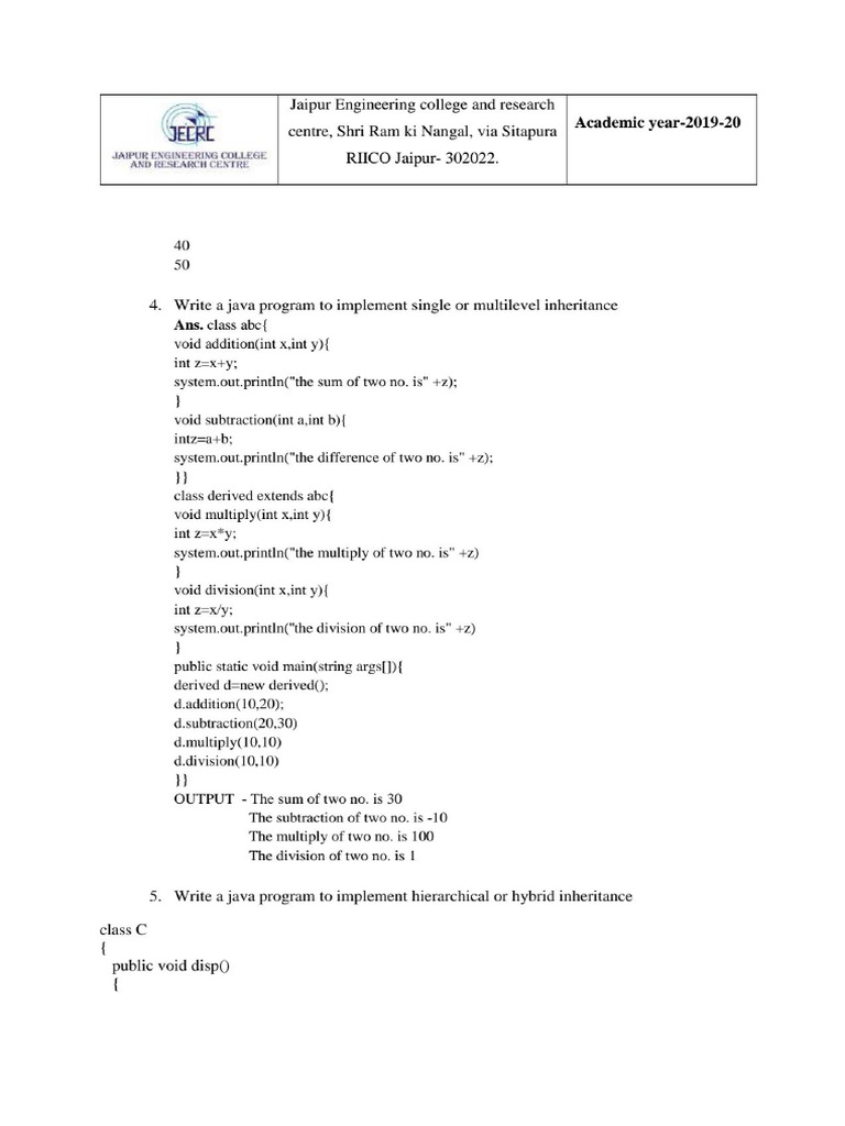 4CS JAVA LAB MANUAL-1 | PDF