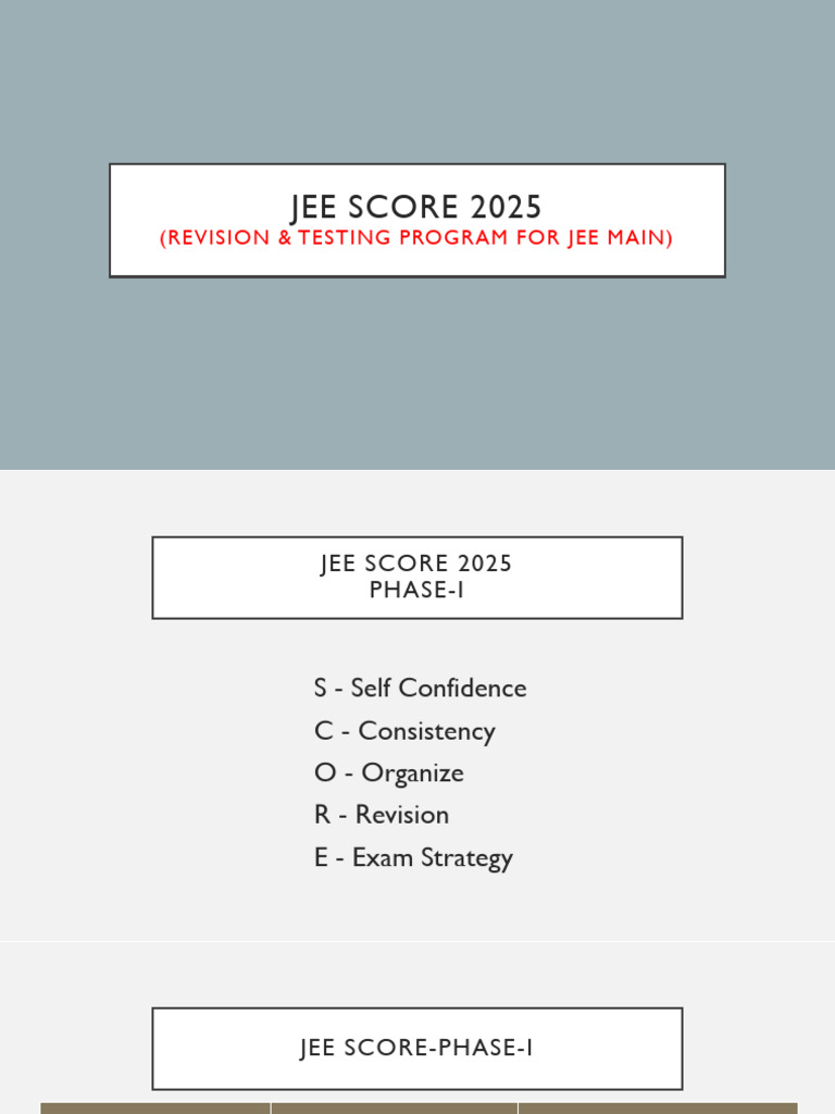 JEE Score 2025 (Revision & Testing Program For JEE MAIN) | PDF ...
