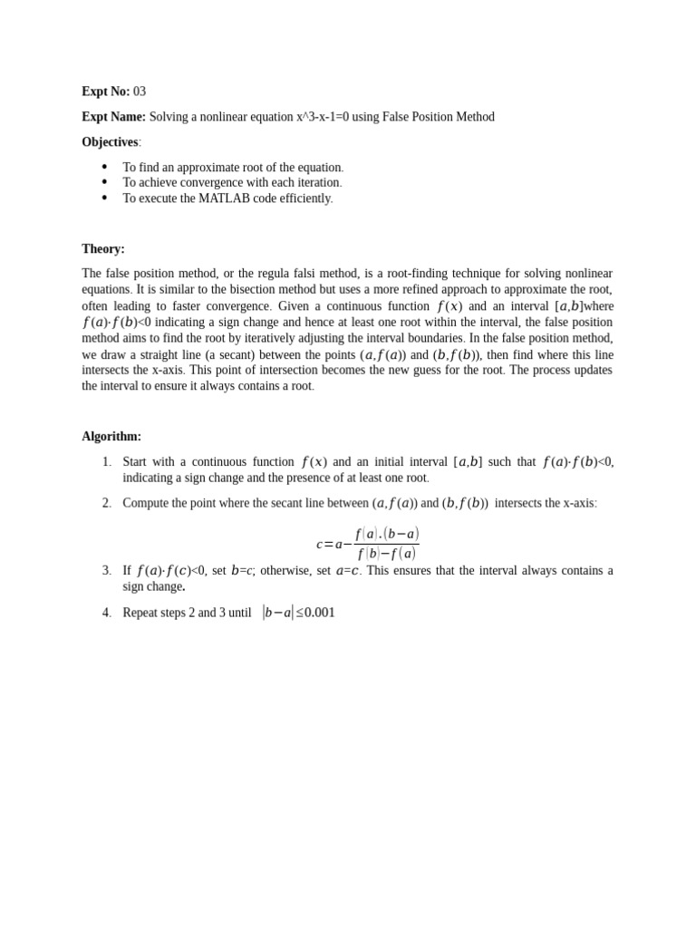 Expt No 3 numerical | PDF | Applied Mathematics | Algorithms And Data Structures