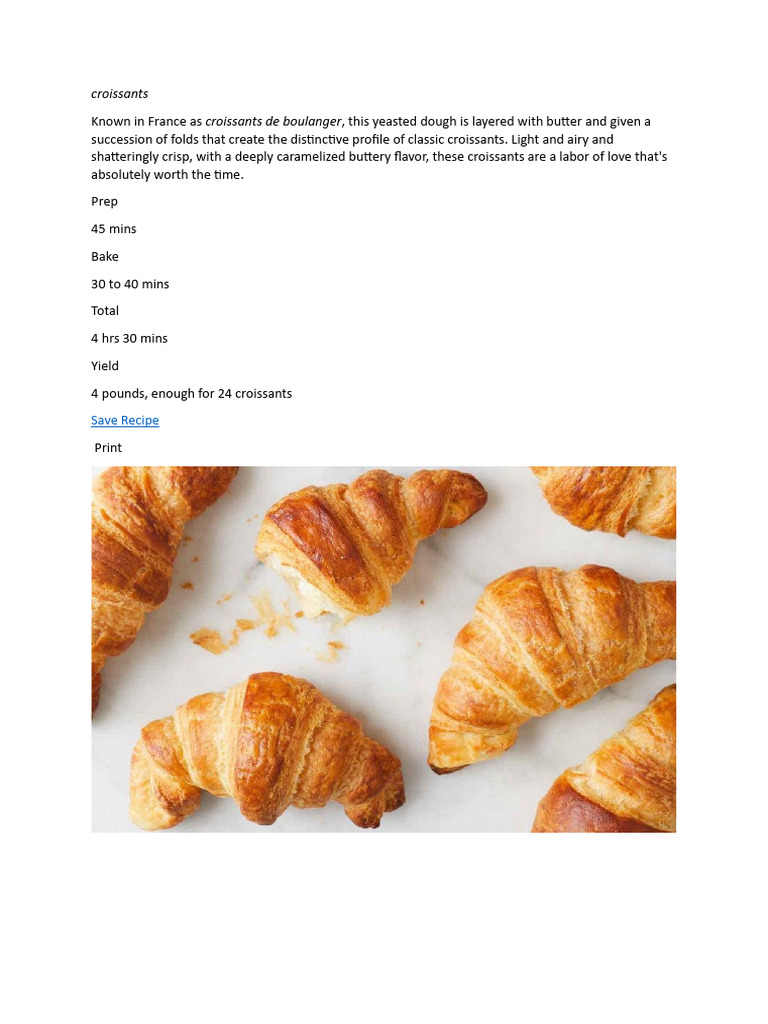 croissants | PDF | Foods | Food And Drink Preparation