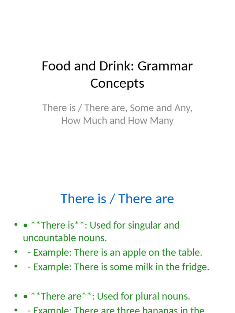 Food and Drink Grammar Colored | PDF