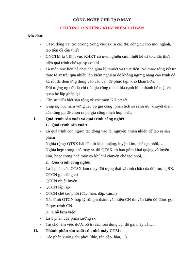 Ôn tập CNCTM | PDF