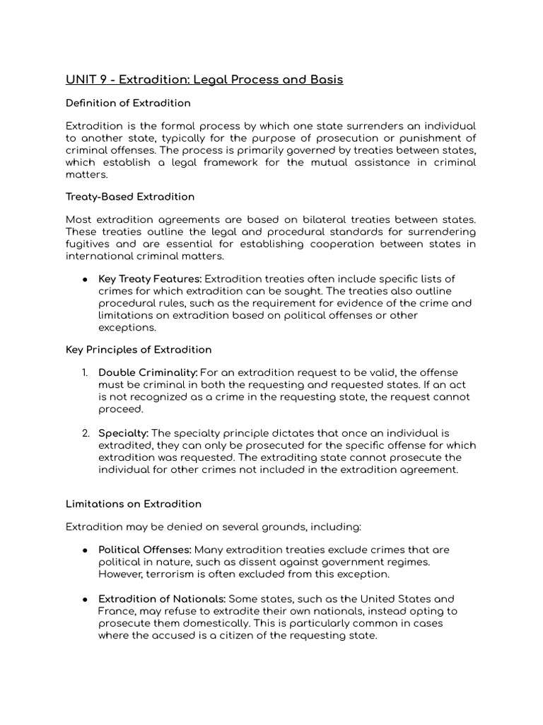 Unit 9 Pil Extradition | PDF | Extradition | Treaty