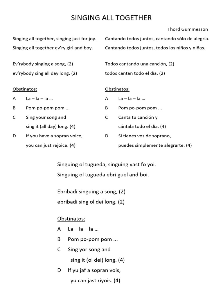 Singing All Together - Letra | PDF