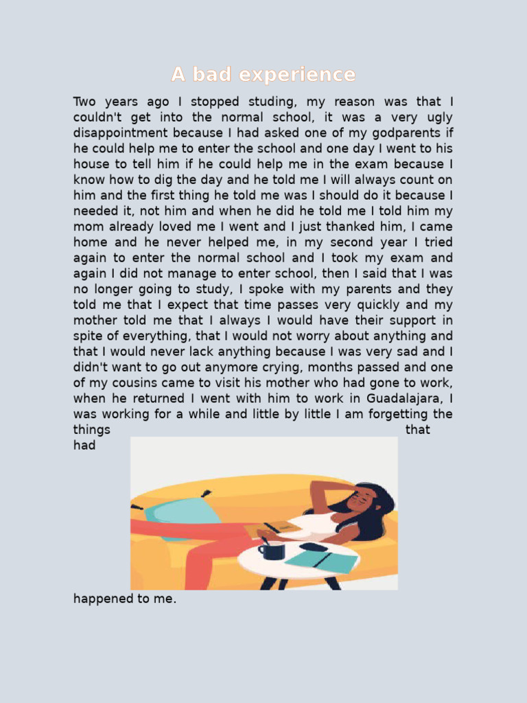 A Bad Experience | PDF