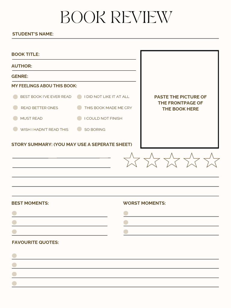 Book Review Template | PDF