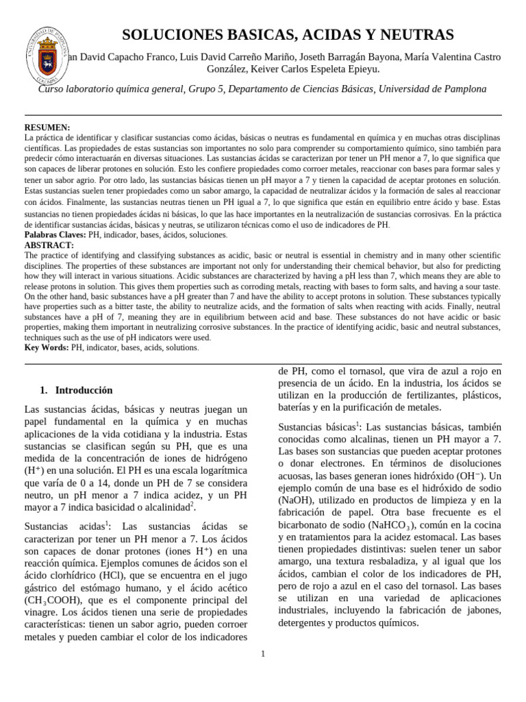 Basicas, Acidas y Neutras | PDF | Ácido | Ph