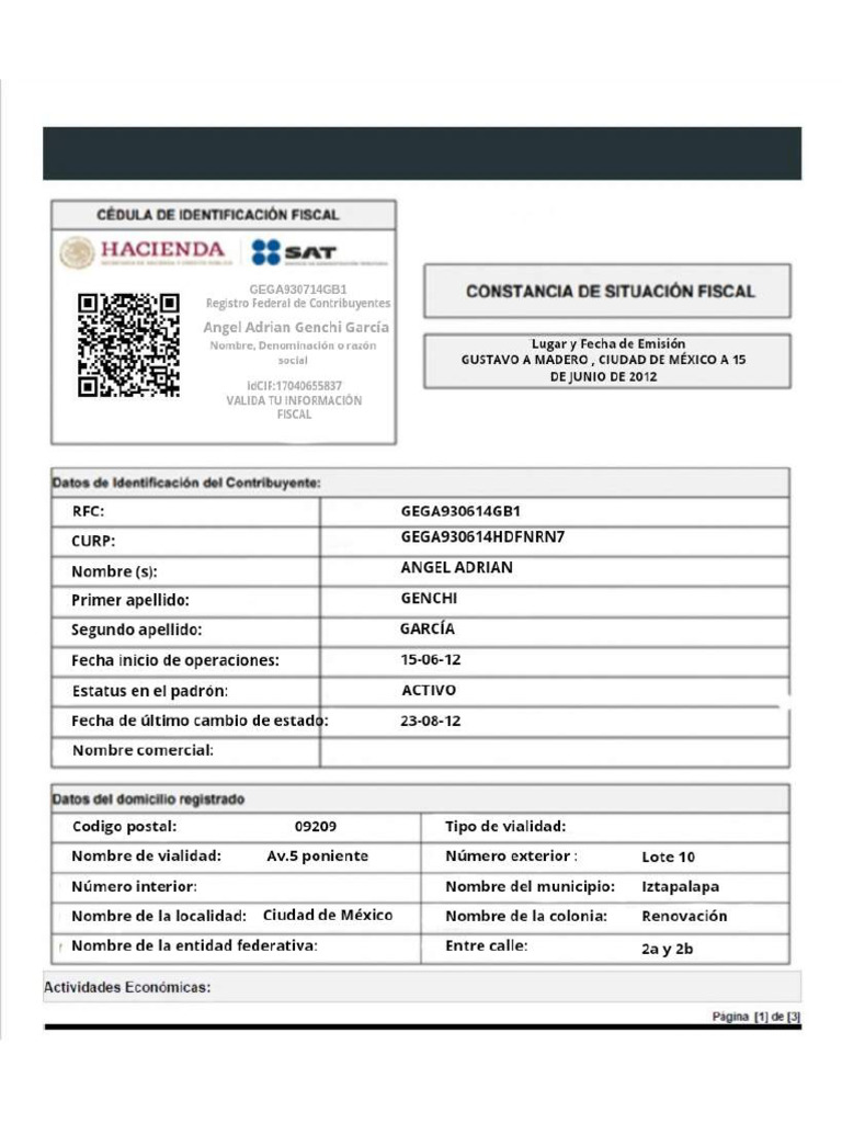 Cédula de Identidad Fiscal | PDF