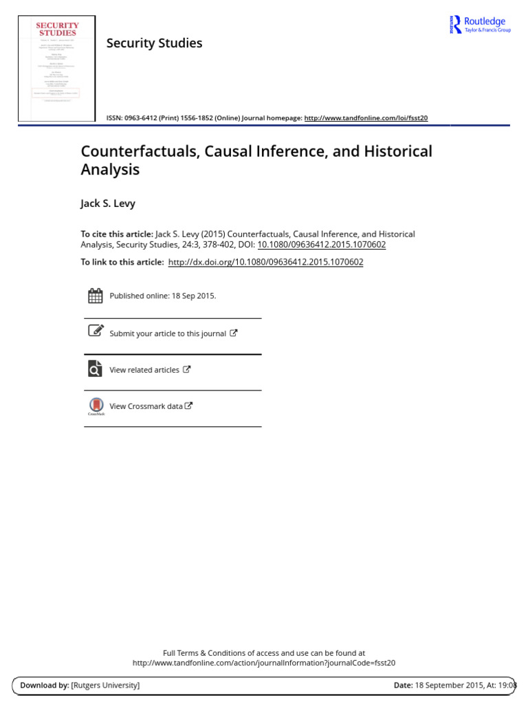 Levy Counterfactuals, Causal Inference, and Historical Analysis paper ...