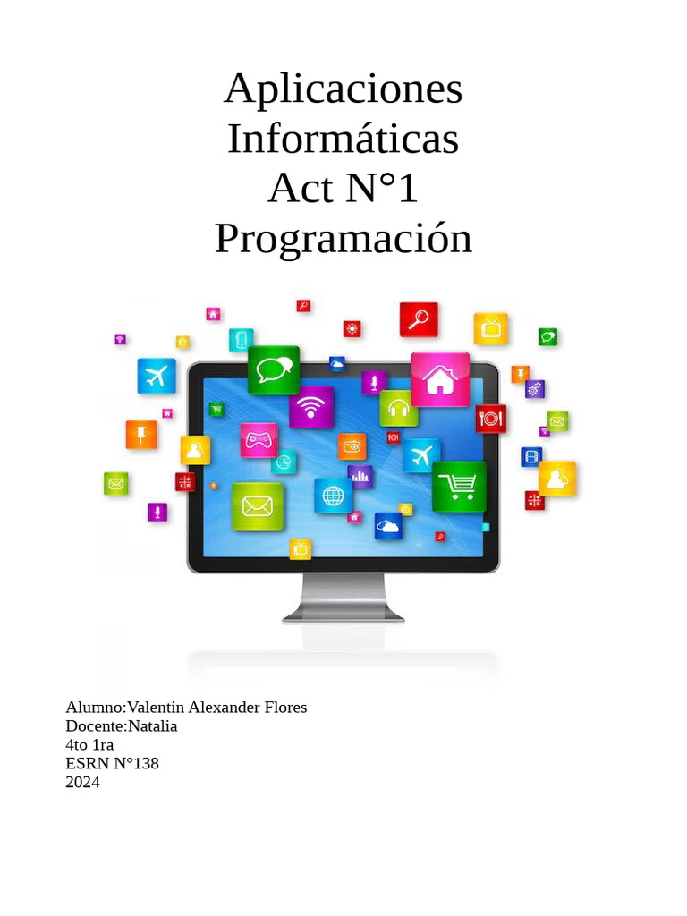 Aplicaciones Informaticas Act N°1 - Programacion | PDF | Lenguaje de programación | Programación ...