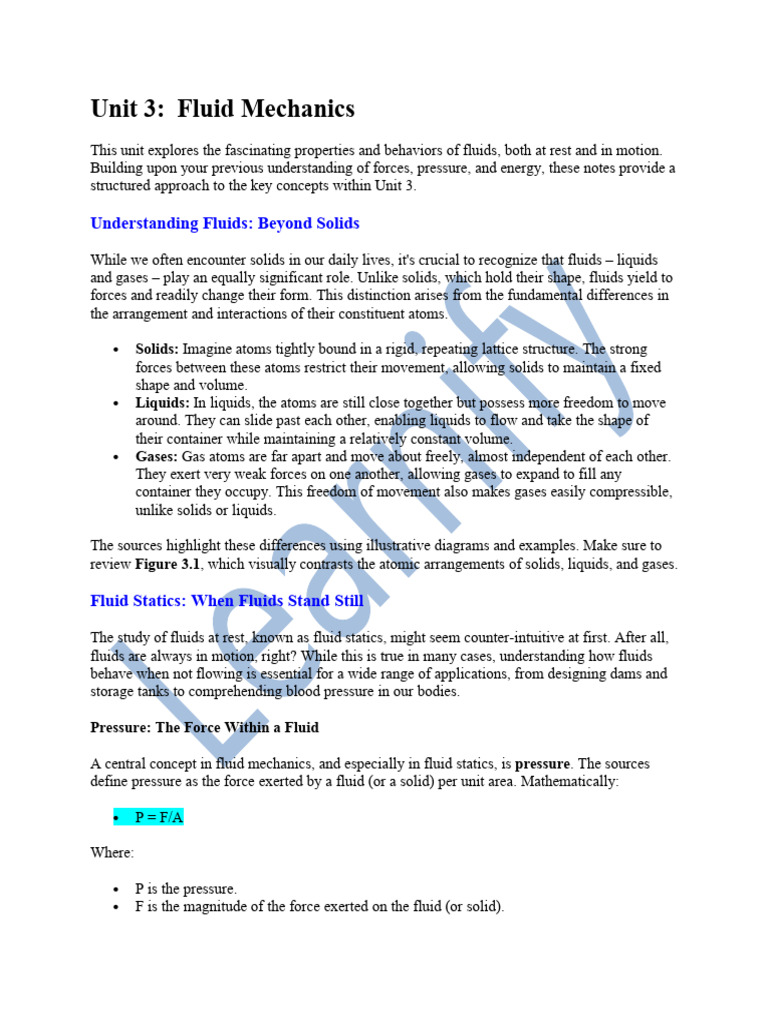 Grade 12 Physics Unit 3 | PDF | Buoyancy | Pressure