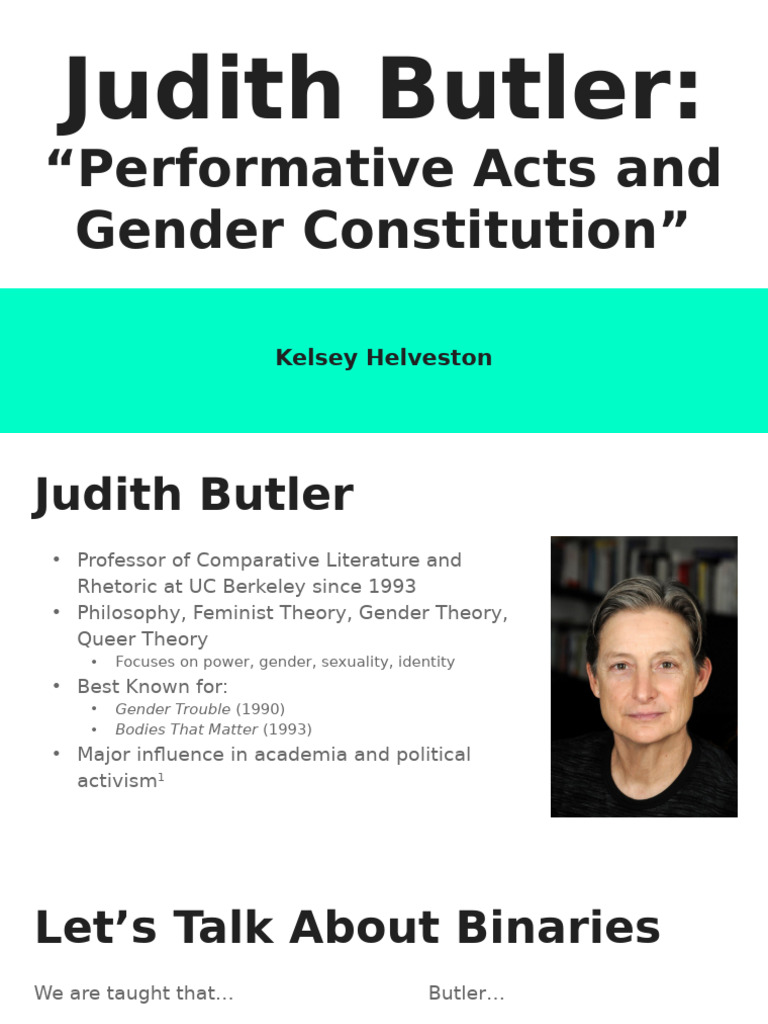 Judith Butler "Performative Acts and Gender Constitution" | PDF ...