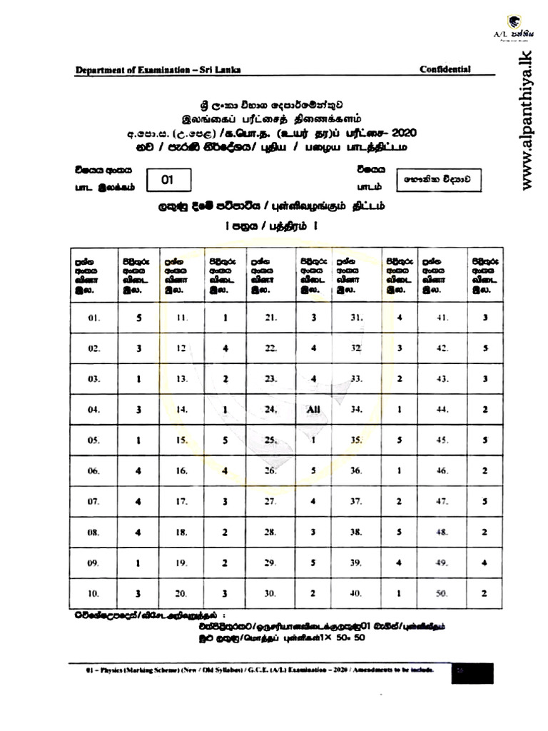 2020 Physics English Marking | PDF
