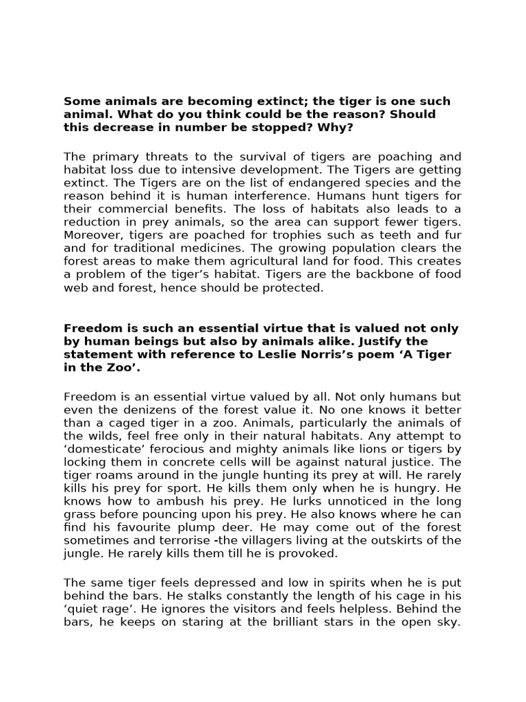 tiger in the zoo (1) | PDF | Tiger | Zoo