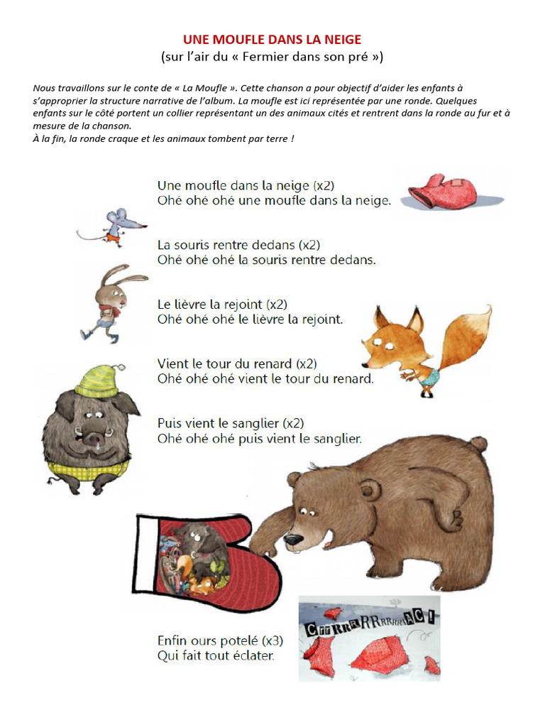 Comptine : Une Moufle dans la Neige | PDF