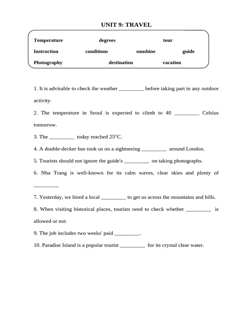 Unit 9 - Travel | PDF